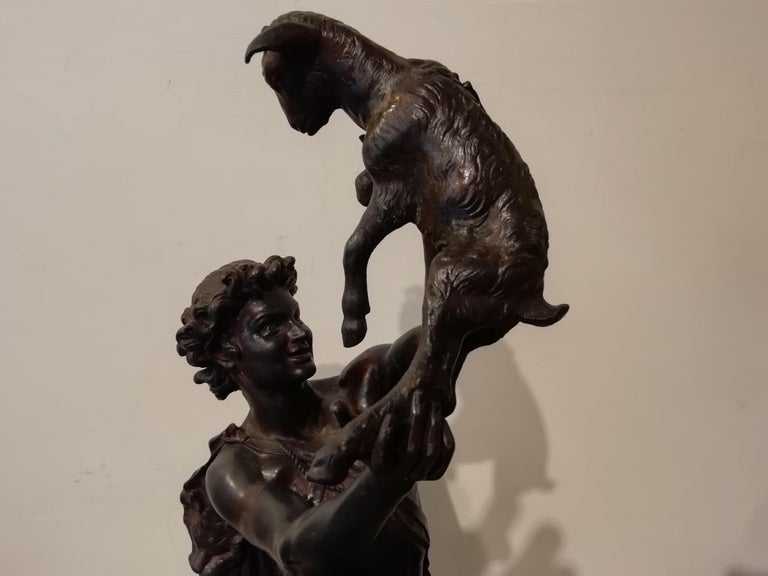 Faun with Goat, Charles Gumery French Bronze Satyr Mythological, 19th ...