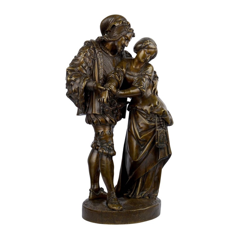 Faust Et Marguerite Antique French Bronze Sculpture by Deniére, circa ...