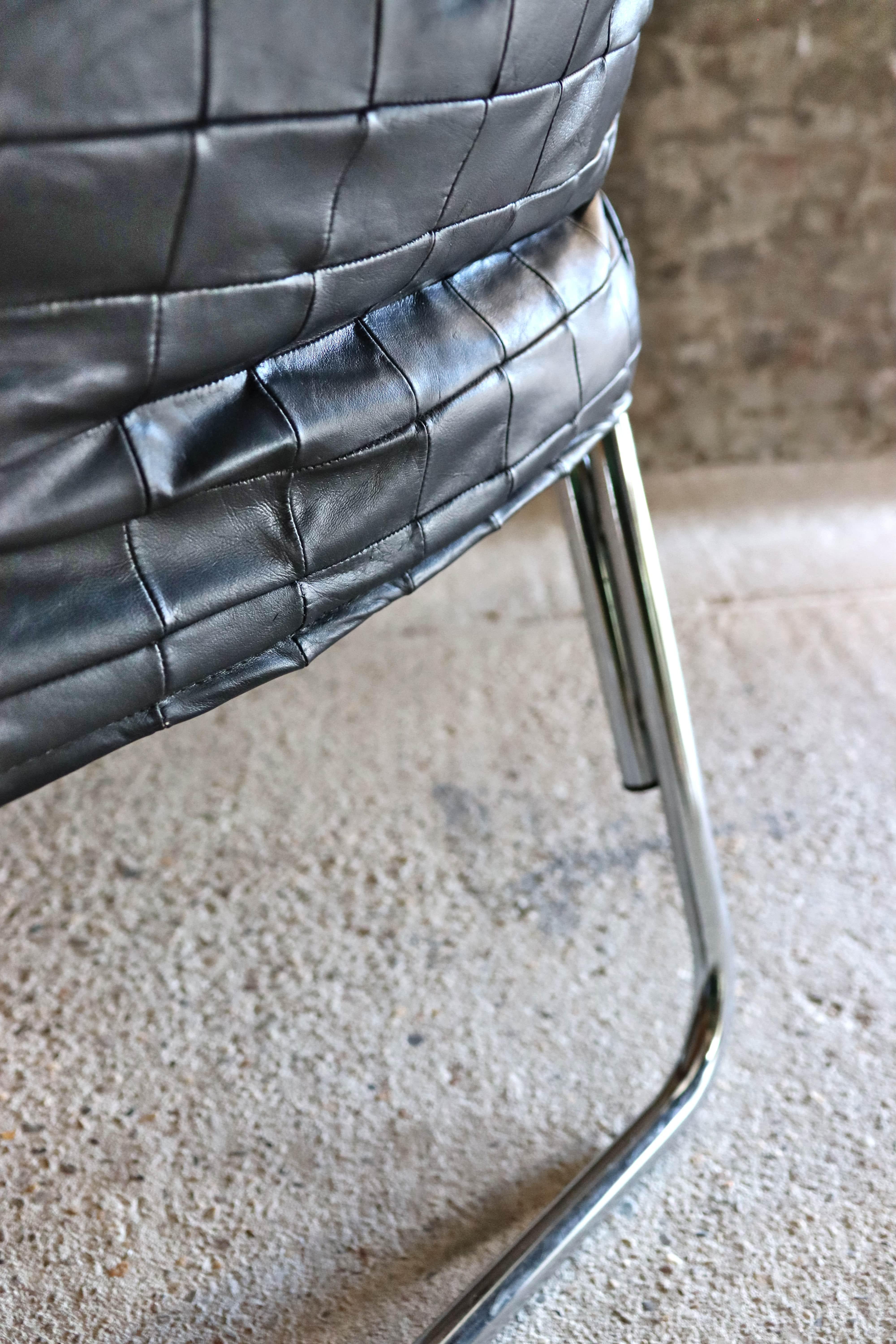 Fauteuil, Black Leather, Patchwork, Lounge Chair, Danish, 1960s For ...