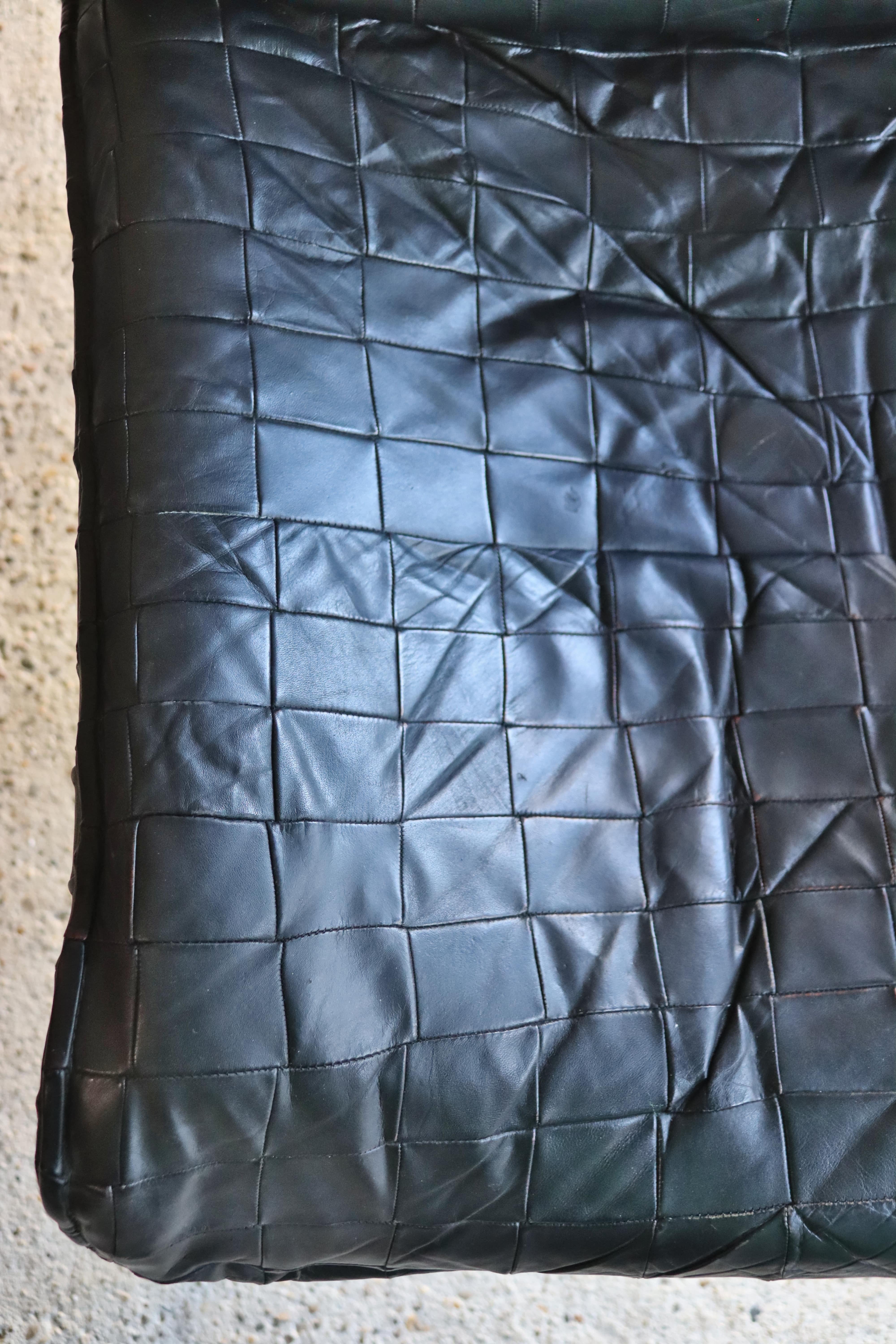 Fauteuil, Black Leather, Patchwork, Lounge Chair, Danish, 1960s For ...