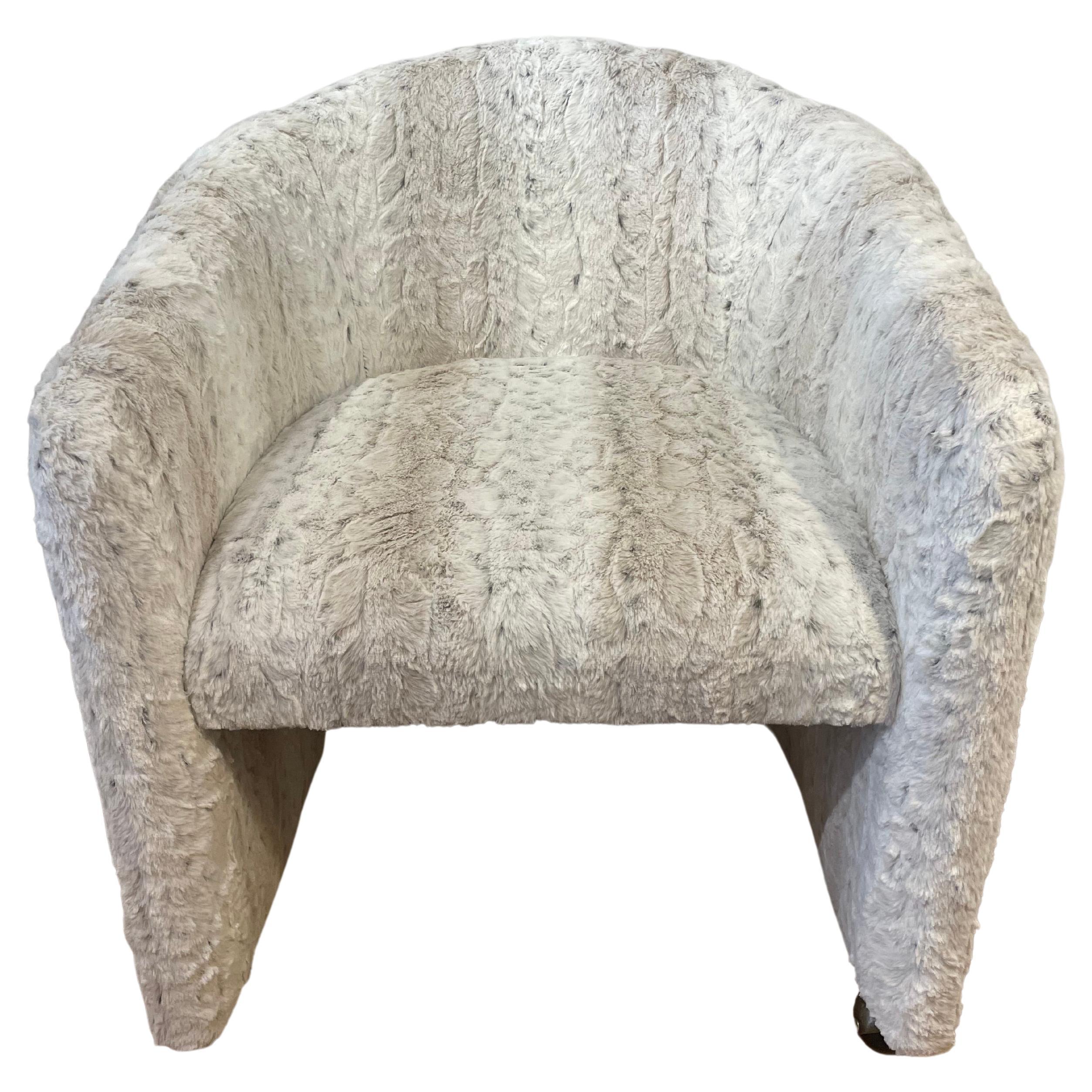 Faux Arctic Fur Barrel Chairs 'Pair' at 1stDibs