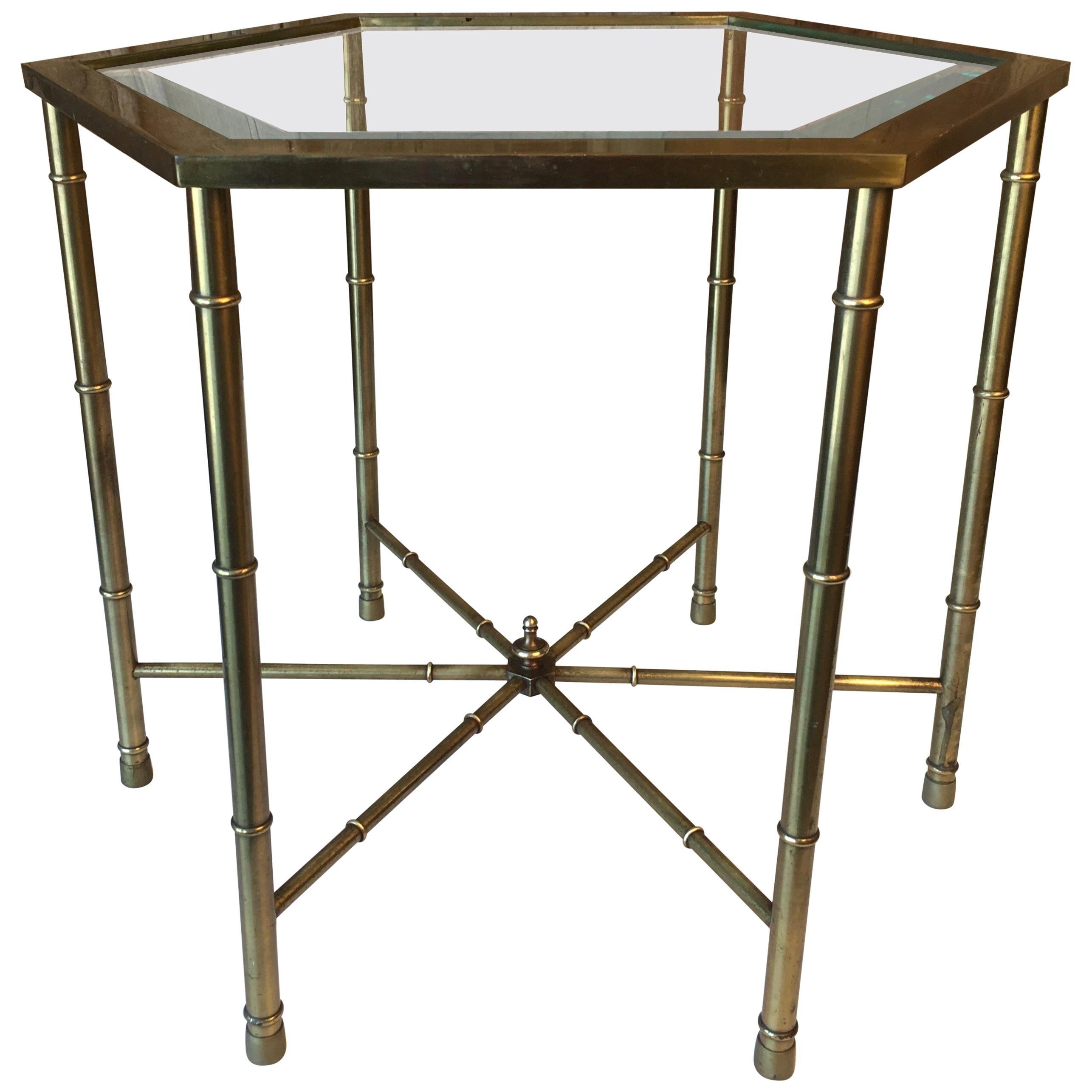 Faux Bamboo Brass Side Table by Mastercraft at 1stDibs