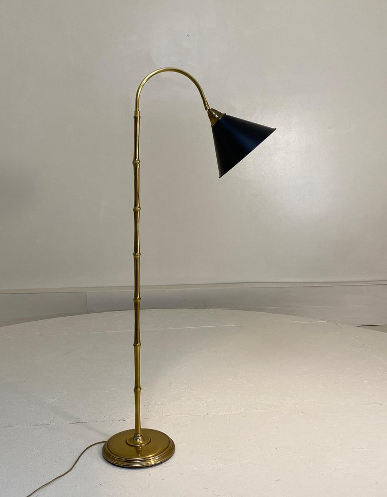 Faux Bamboo Brass Swivel Reading Floor Lamp at 1stDibs