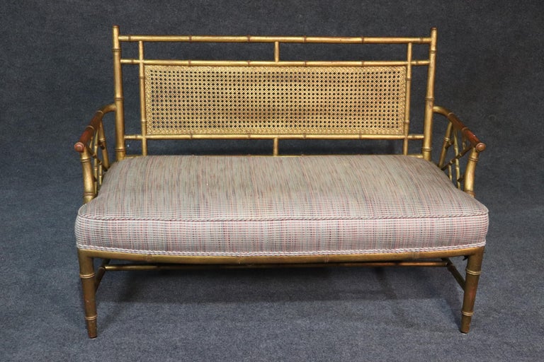 Faux Bamboo Chinese Chippendale Style Bench For Sale at 1stDibs