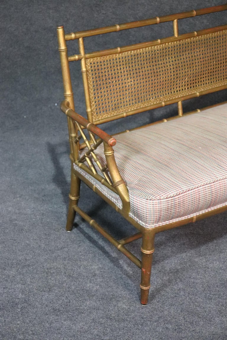Faux Bamboo Chinese Chippendale Style Bench For Sale at 1stDibs
