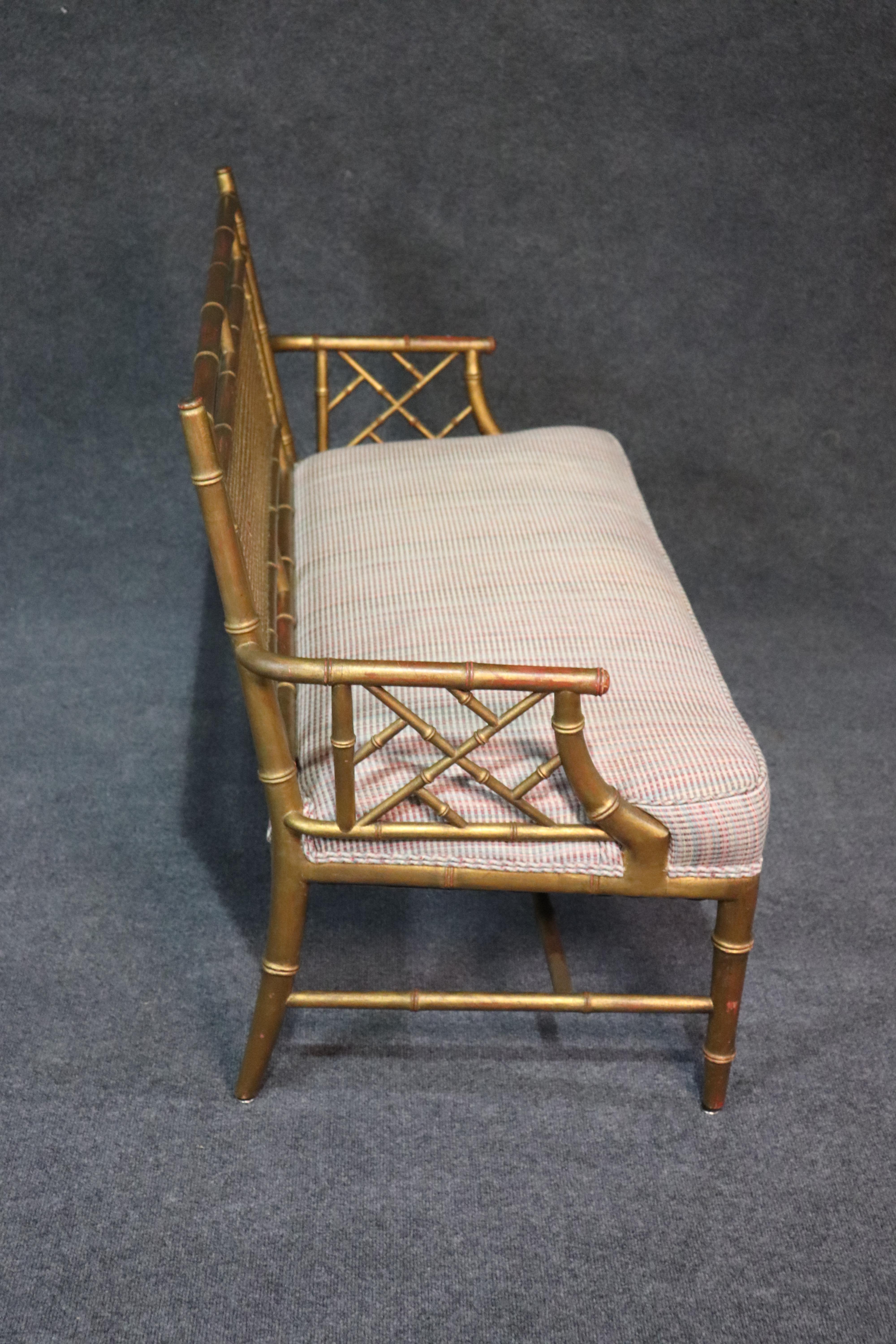 Faux Bamboo Chinese Chippendale Style Bench For Sale at 1stDibs