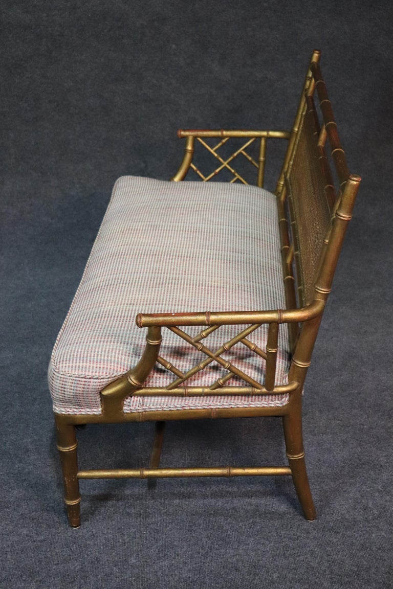 Faux Bamboo Chinese Chippendale Style Bench For Sale at 1stDibs