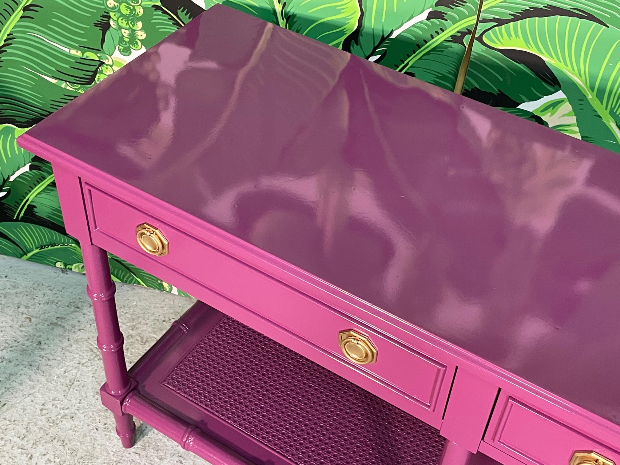 Faux Bamboo Console Table by Lane For Sale at 1stDibs