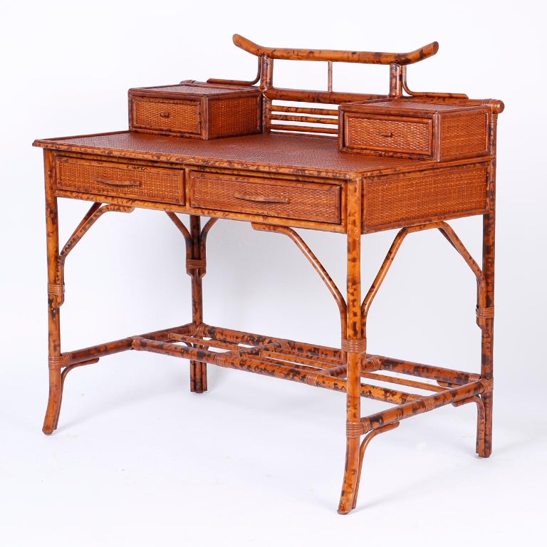 Faux Bamboo Desk and Chair at 1stDibs