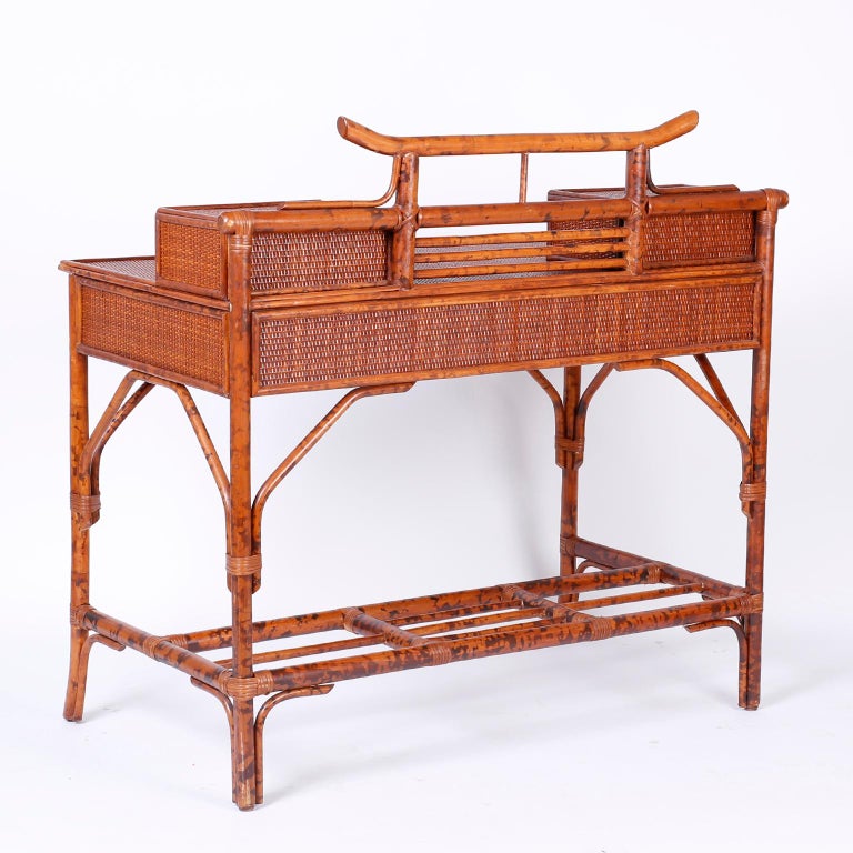 Faux Bamboo Desk and Chair at 1stDibs