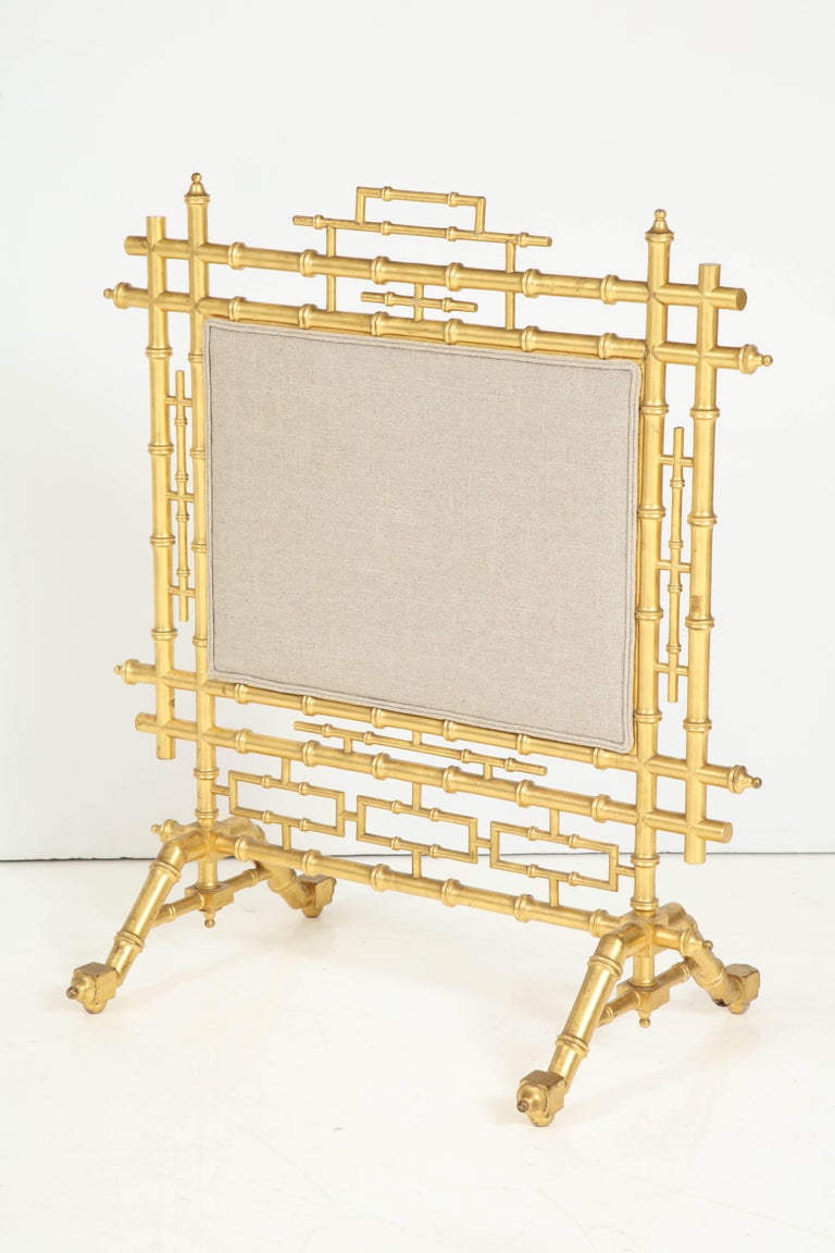 Faux Bamboo Fireplace Screen at 1stDibs | gold bamboo fireplace screen