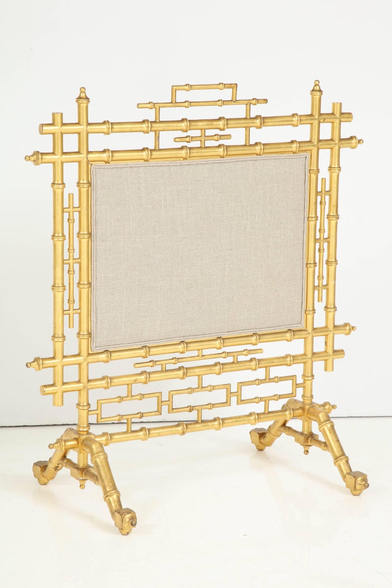 Faux Bamboo Fireplace Screen at 1stDibs | gold bamboo fireplace screen