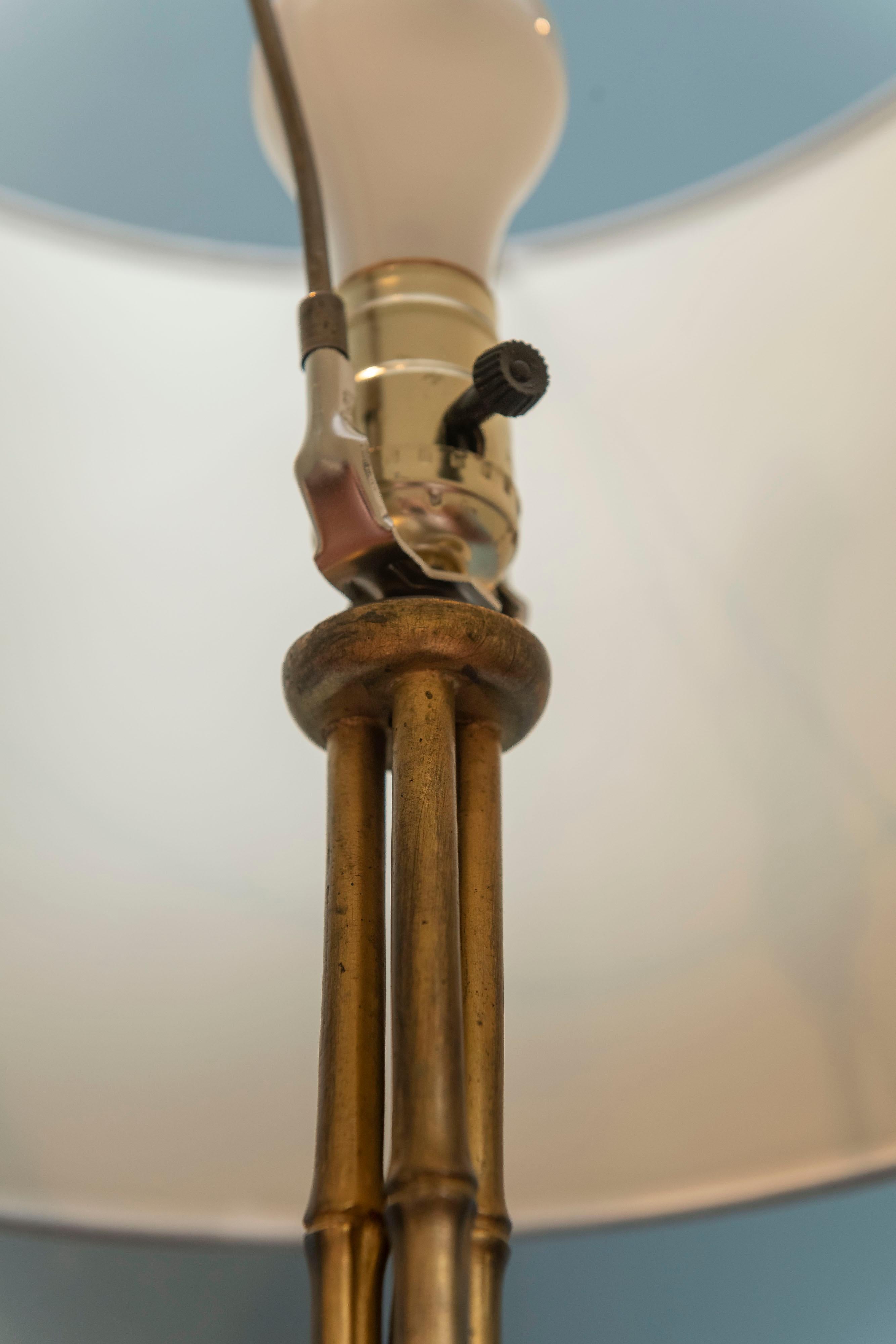 Faux Bamboo Gilt-Metal Floor Lamp For Sale at 1stDibs