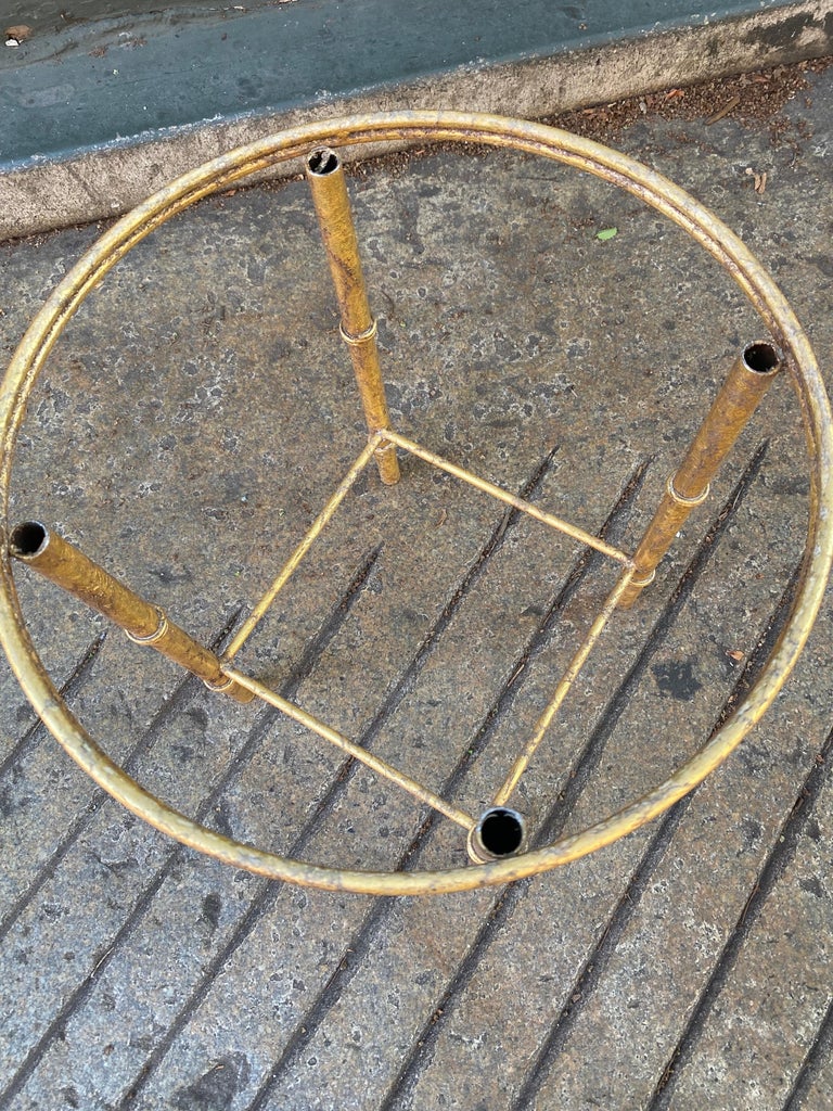 Faux Bamboo Gold Leaf Iron Stool For Sale at 1stDibs