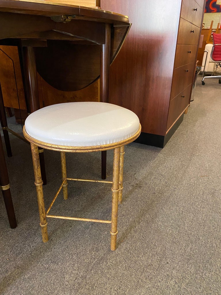 Faux Bamboo Gold Leaf Iron Stool For Sale at 1stDibs