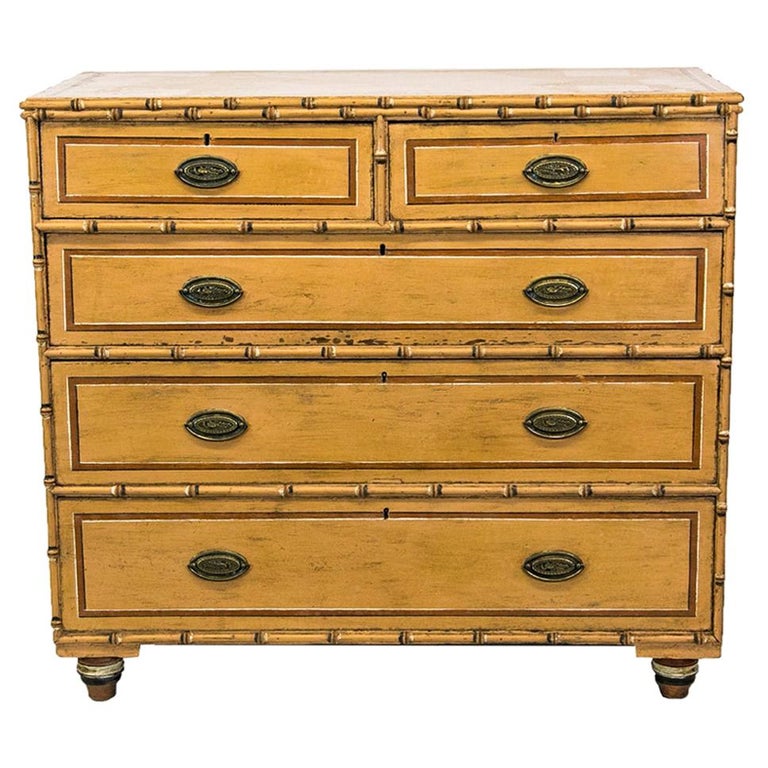 Faux Bamboo Painted Chest at 1stDibs