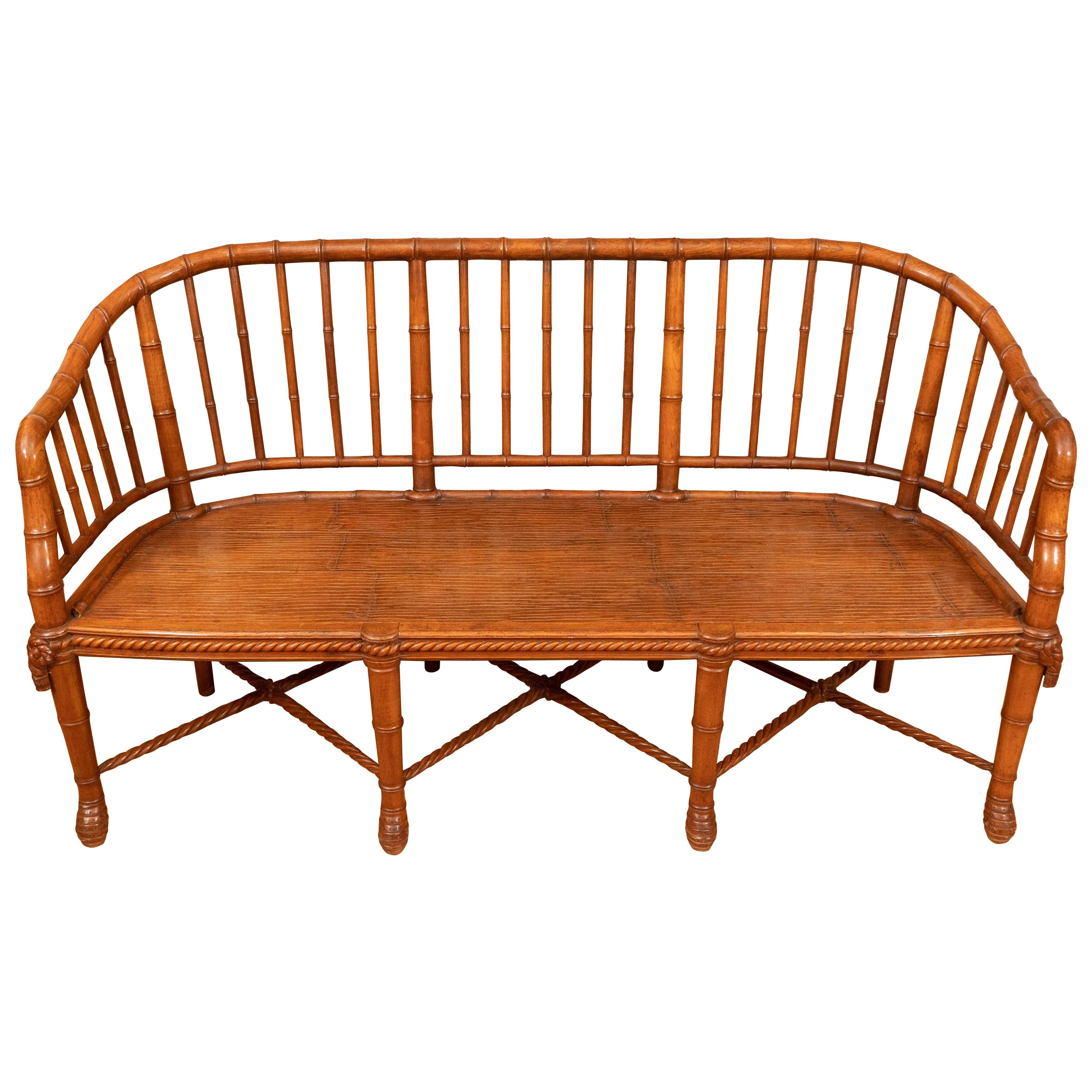 Faux Bamboo Settee at 1stDibs
