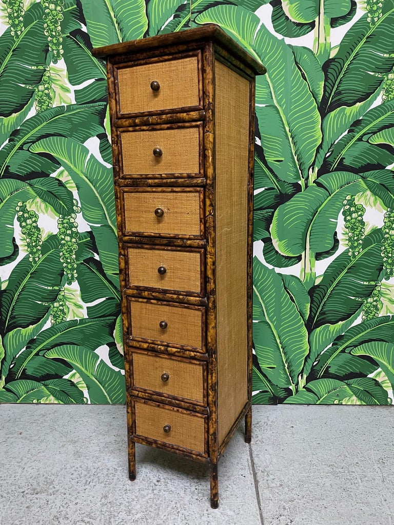 Faux Bamboo Tortoise Shell and Wicker Lingerie Chest For Sale at 1stDibs