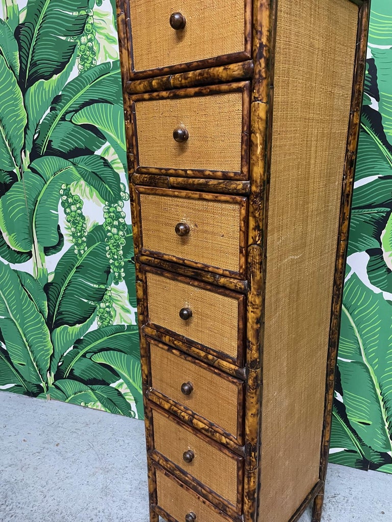 Faux Bamboo Tortoise Shell and Wicker Lingerie Chest For Sale at 1stDibs