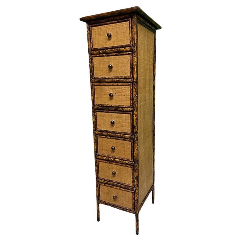 Thomasville Allegro Faux Bamboo 7 Drawer Blue Painted Tall Lingerie ...