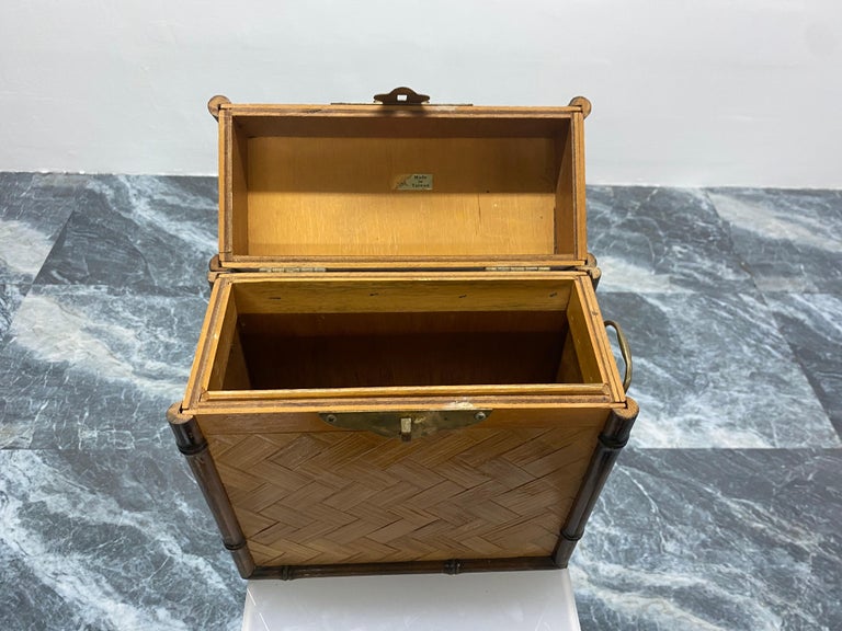 Faux Bamboo Woven Rattan Box For Sale at 1stDibs