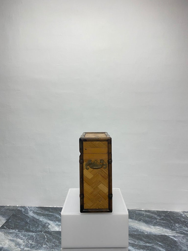 Faux Bamboo Woven Rattan Box For Sale at 1stDibs