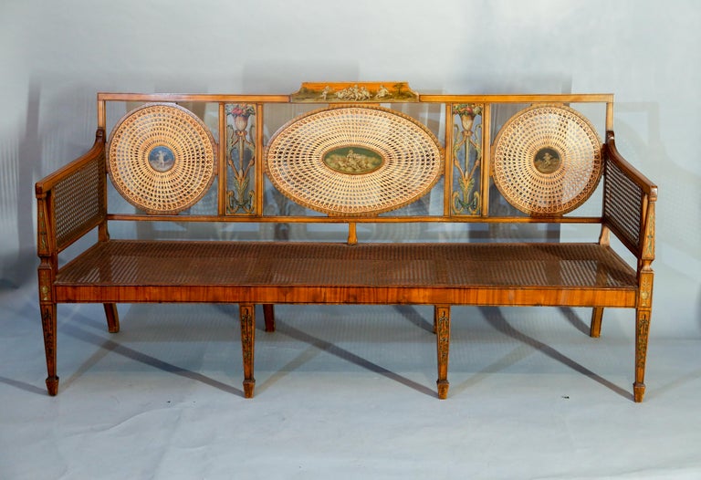 Faux Bois Adam Style Settee Painted in the Manner of Angelica Kauffman ...