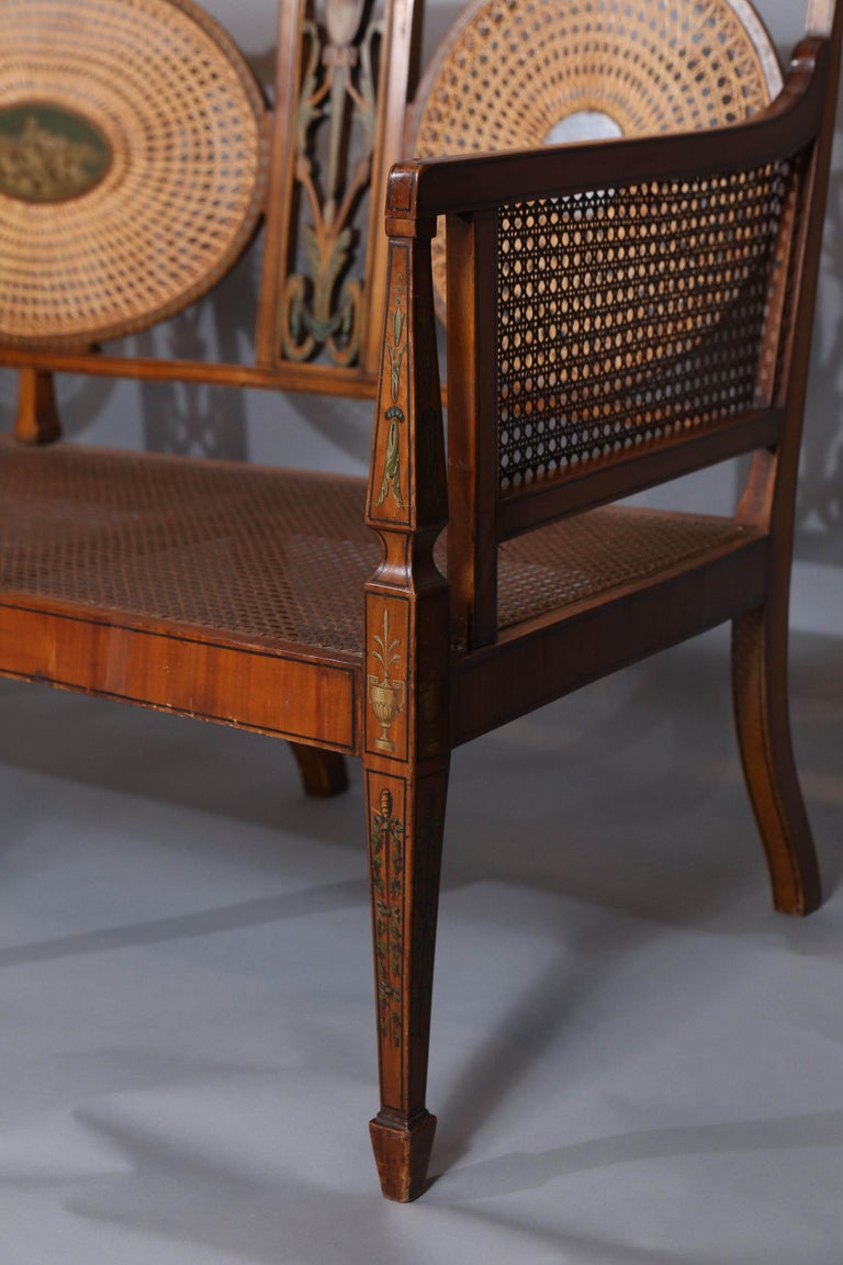 Faux Bois Adam Style Settee Painted in the Manner of Angelica Kauffman ...