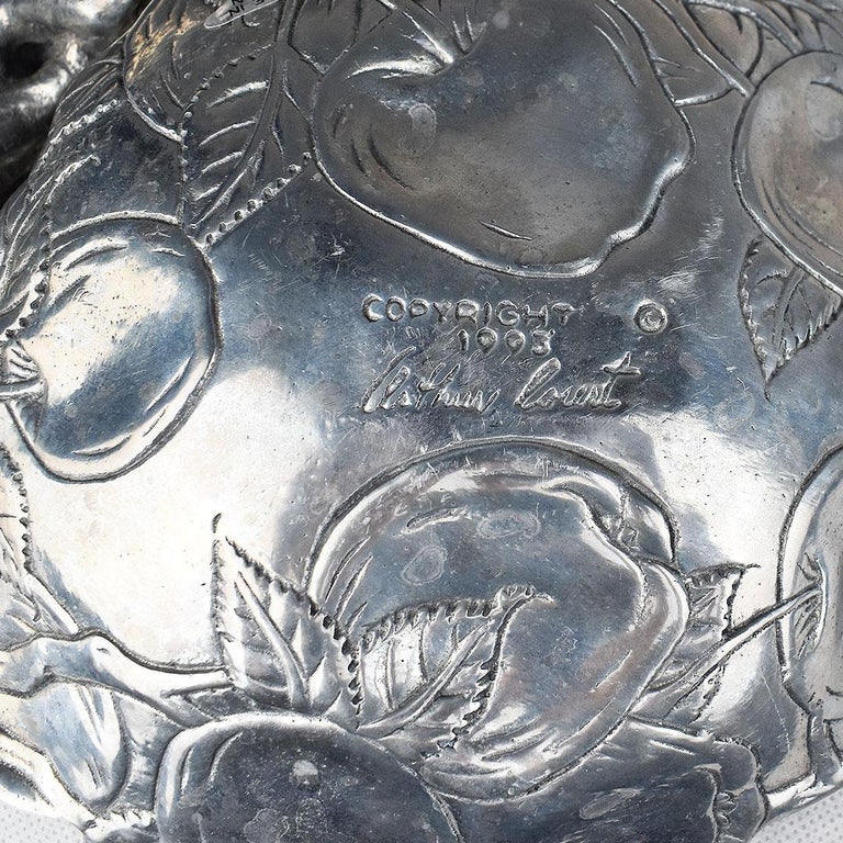 Faux Bois Cast Aluminum Silver Apple Design Condiment Platter by Arthur ...