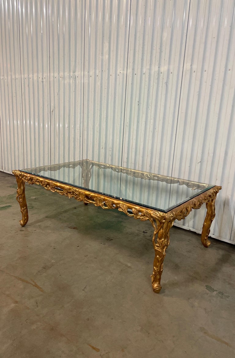Faux Bois Hand Carved and Gilded Cocktail Table at 1stDibs