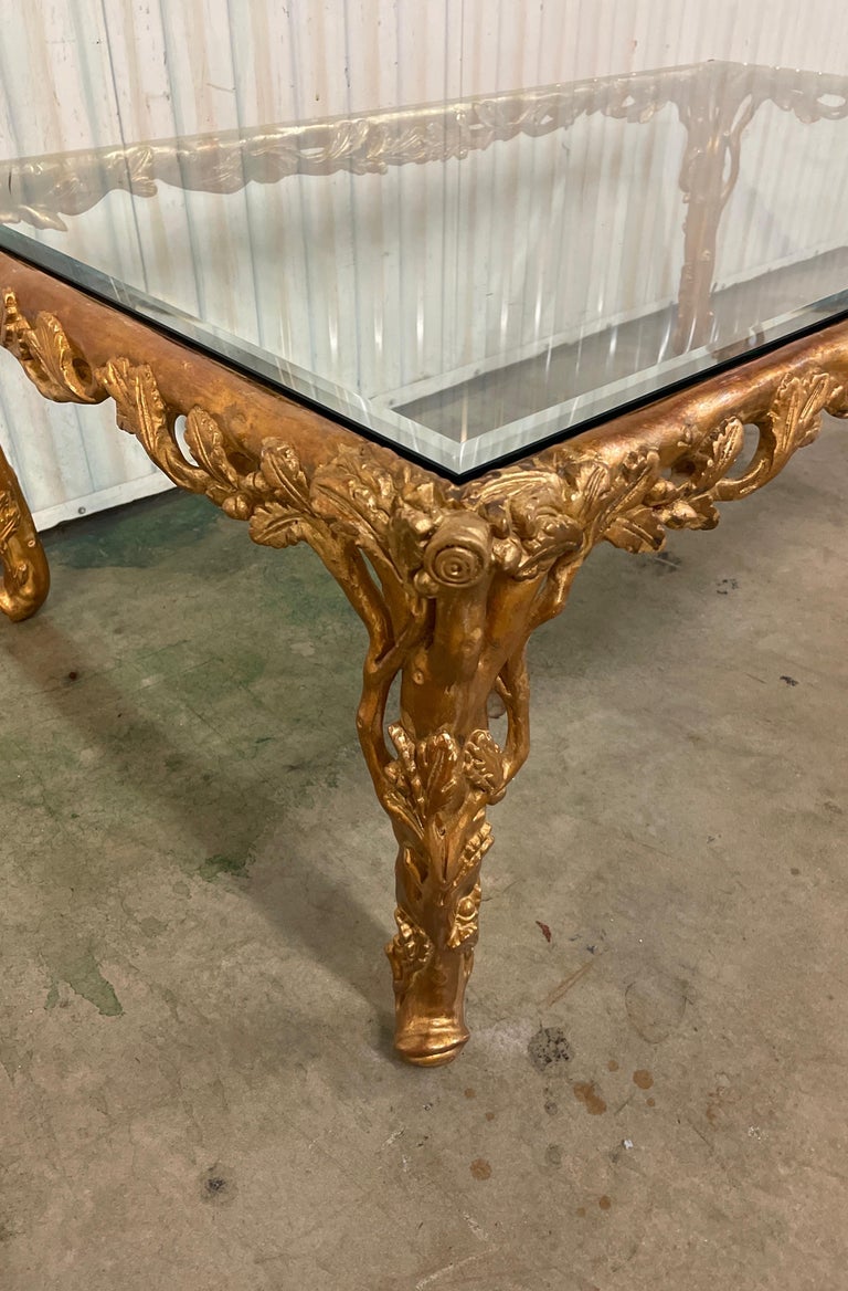 Faux Bois Hand Carved and Gilded Cocktail Table at 1stDibs