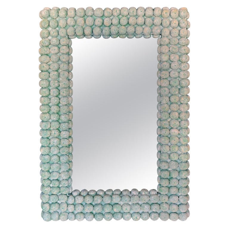 Faux Coral Mirror in Green For Sale at 1stDibs