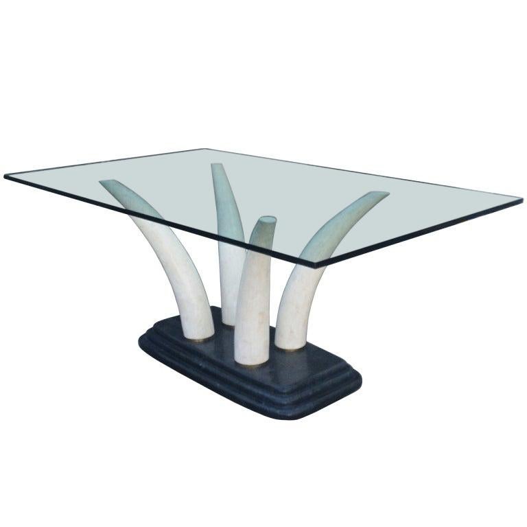 Faux Elephant Tusk Dining Table at 1stDibs | elephant tusk table