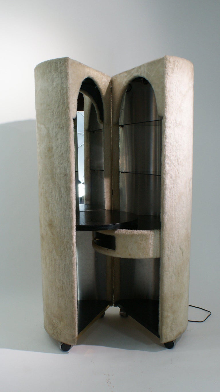 Faux Fur Cylindrical Folding Dressing Table by Luigi Massoni for ...