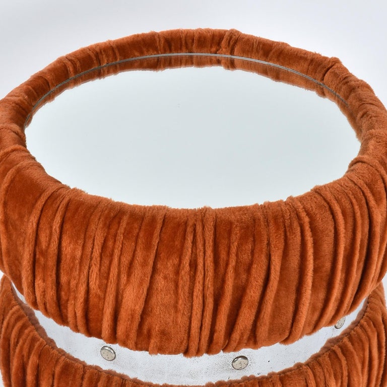 Faux Fuzzy Fur Orange and Chrome Mirrored Glass End Tables Set, 1970s ...