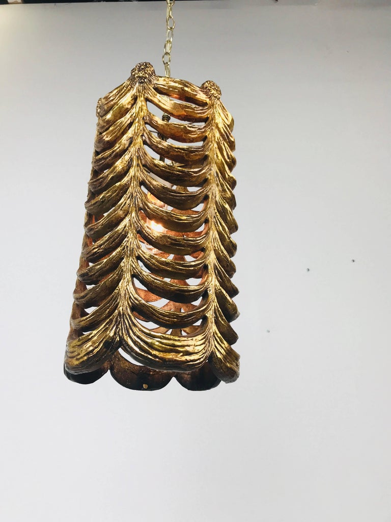 Faux Gold Leaf Swag Drapery Pendant For Sale at 1stDibs | gold swag ...
