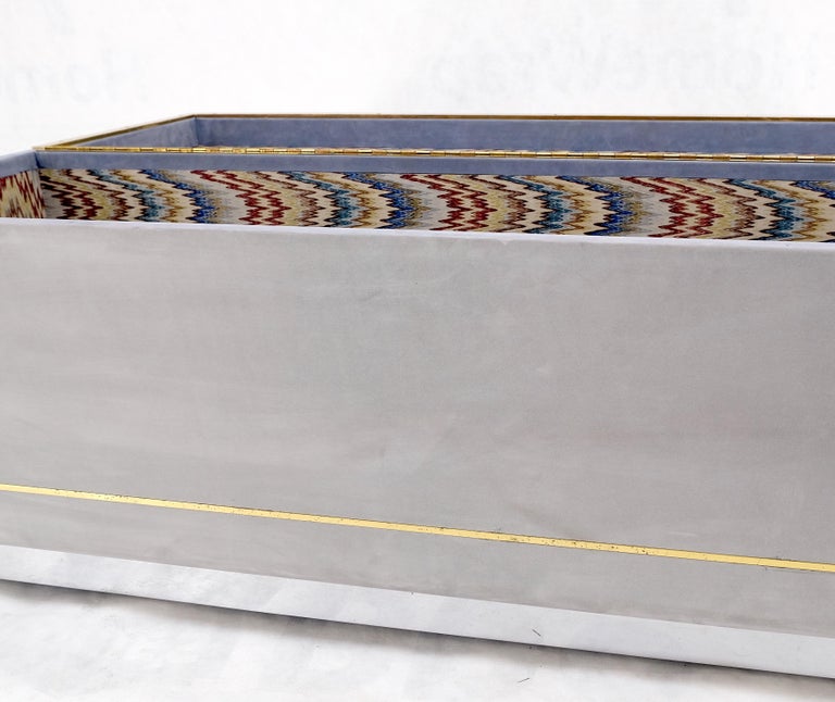 Faux Grey Suede Brass Trim Truck Hope Chest Storage Box Cardin Style ...