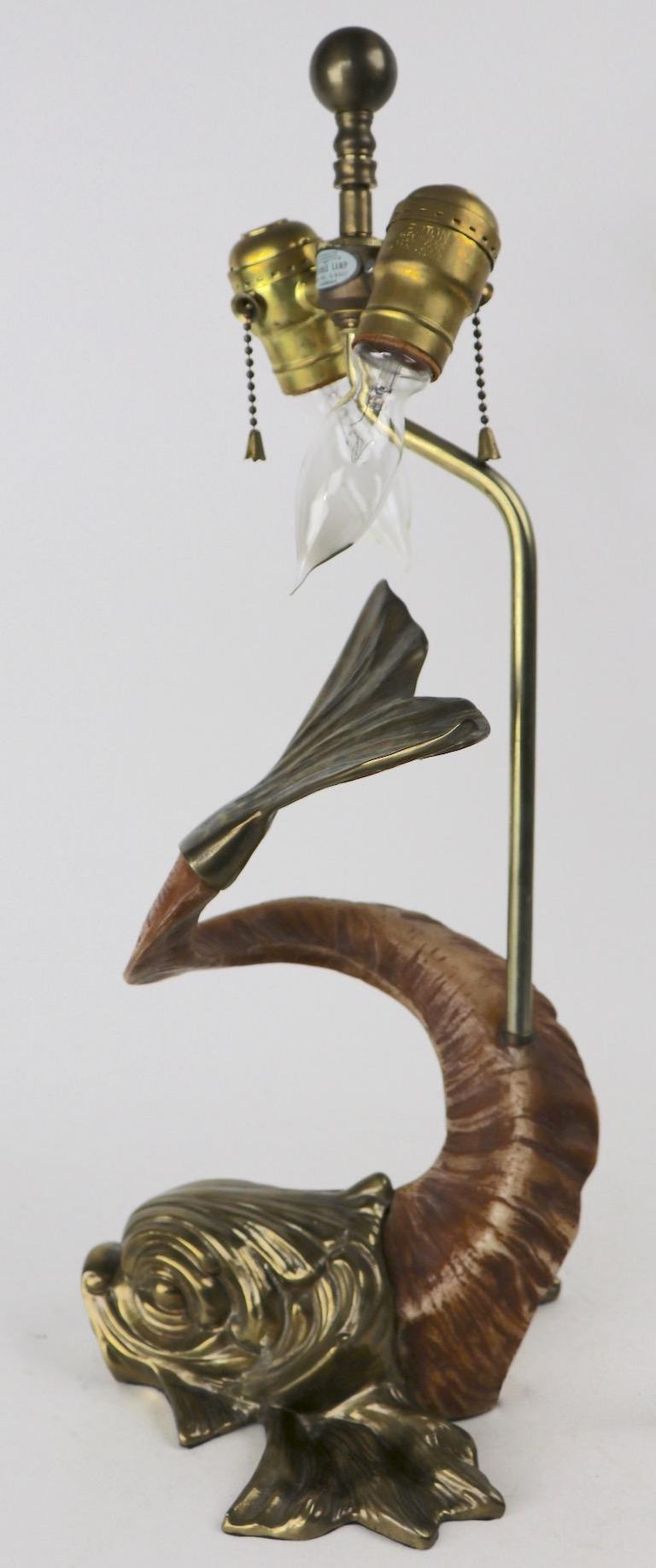 Faux Horn Sea Creature Table Lamp by Chapman at 1stDibs