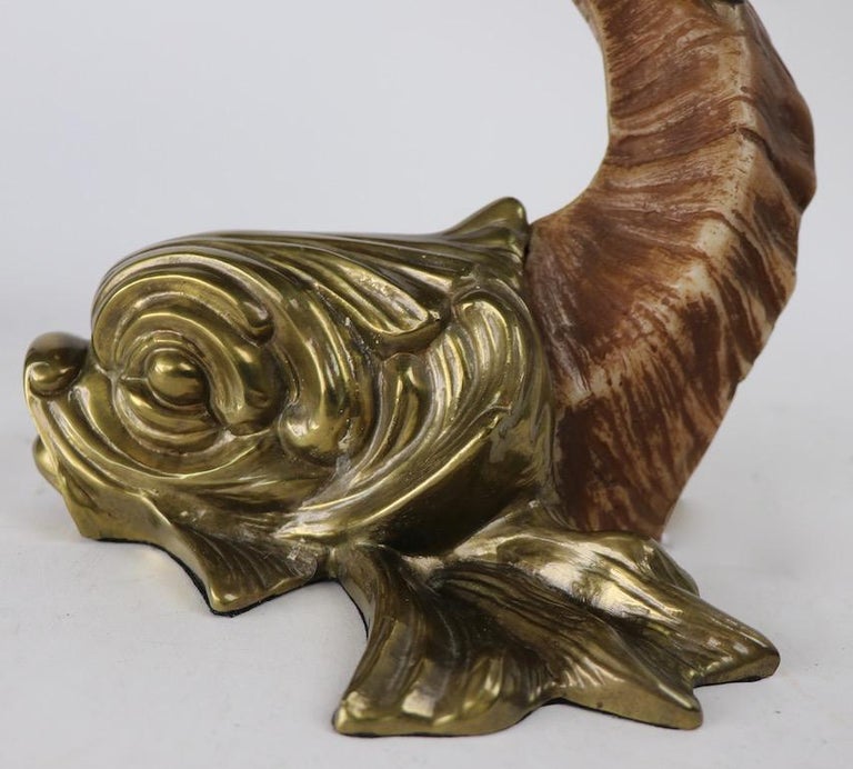 Faux Horn Sea Creature Table Lamp by Chapman at 1stDibs