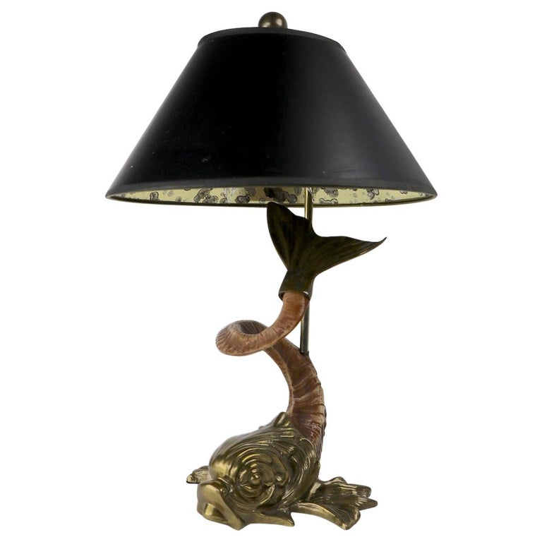 Faux Horn Sea Creature Table Lamp by Chapman at 1stDibs
