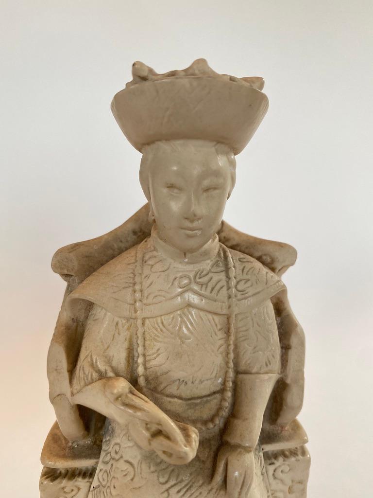 Faux Ivory Figure of Seated Empress For Sale at 1stDibs