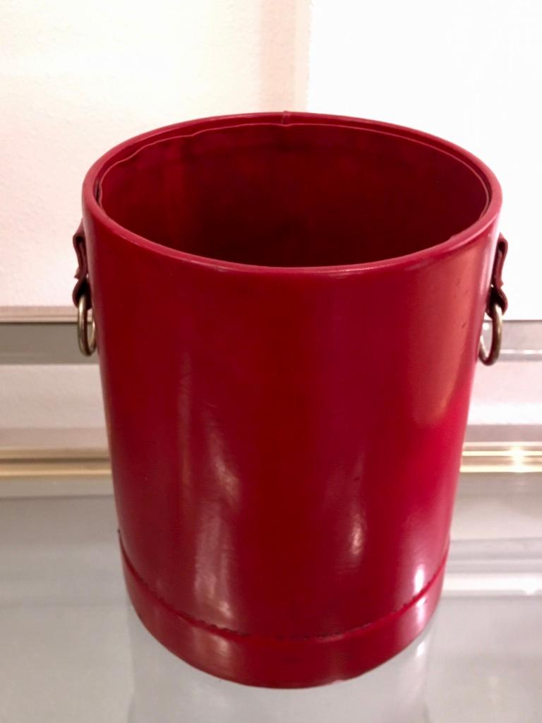 Faux Leather and Brass Paper Bin, 1970s For Sale at 1stDibs
