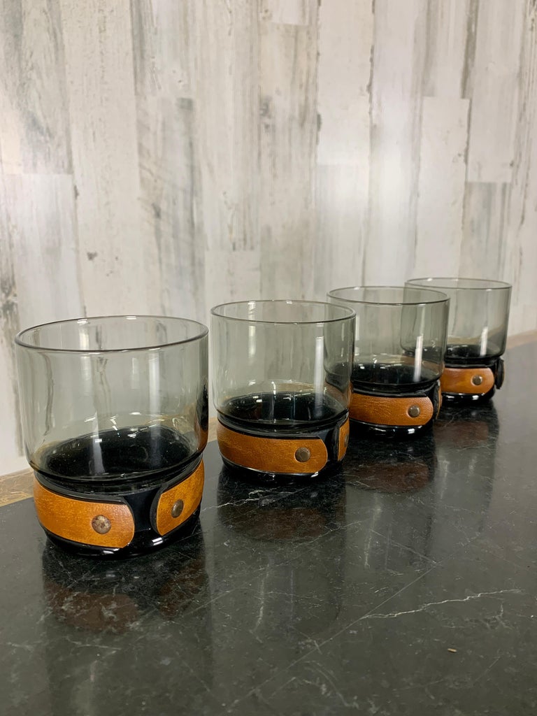 Faux Leather Wrapped Bar set For Sale at 1stDibs