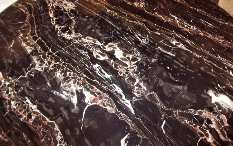 Faux Marble Fluted Center Table with Black and Gold Veined Marble Top ...