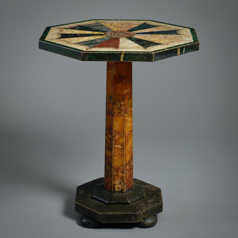 Faux Marble Table Painted in Imitation of Devon Marble Table at 1stDibs