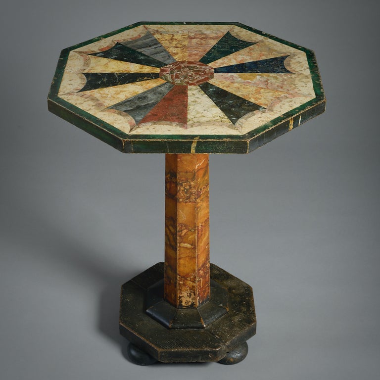 Faux Marble Table Painted in Imitation of Devon Marble Table at 1stDibs