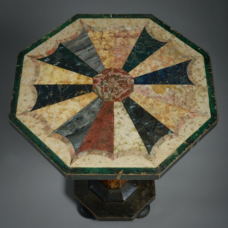 Faux Marble Table Painted in Imitation of Devon Marble Table at 1stDibs