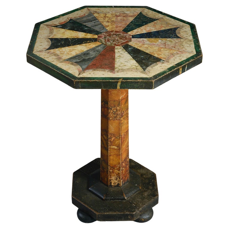 Faux Marble Table Painted in Imitation of Devon Marble Table at 1stDibs