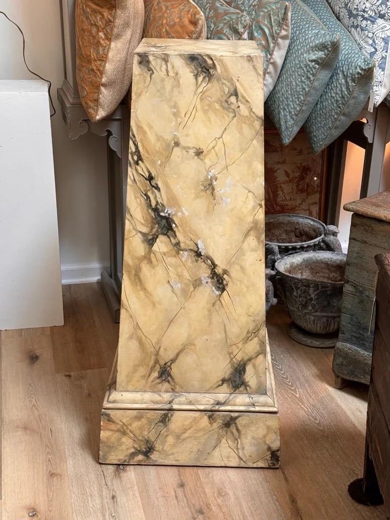 Faux-painted classical style pedestal, marbleized For Sale at 1stDibs