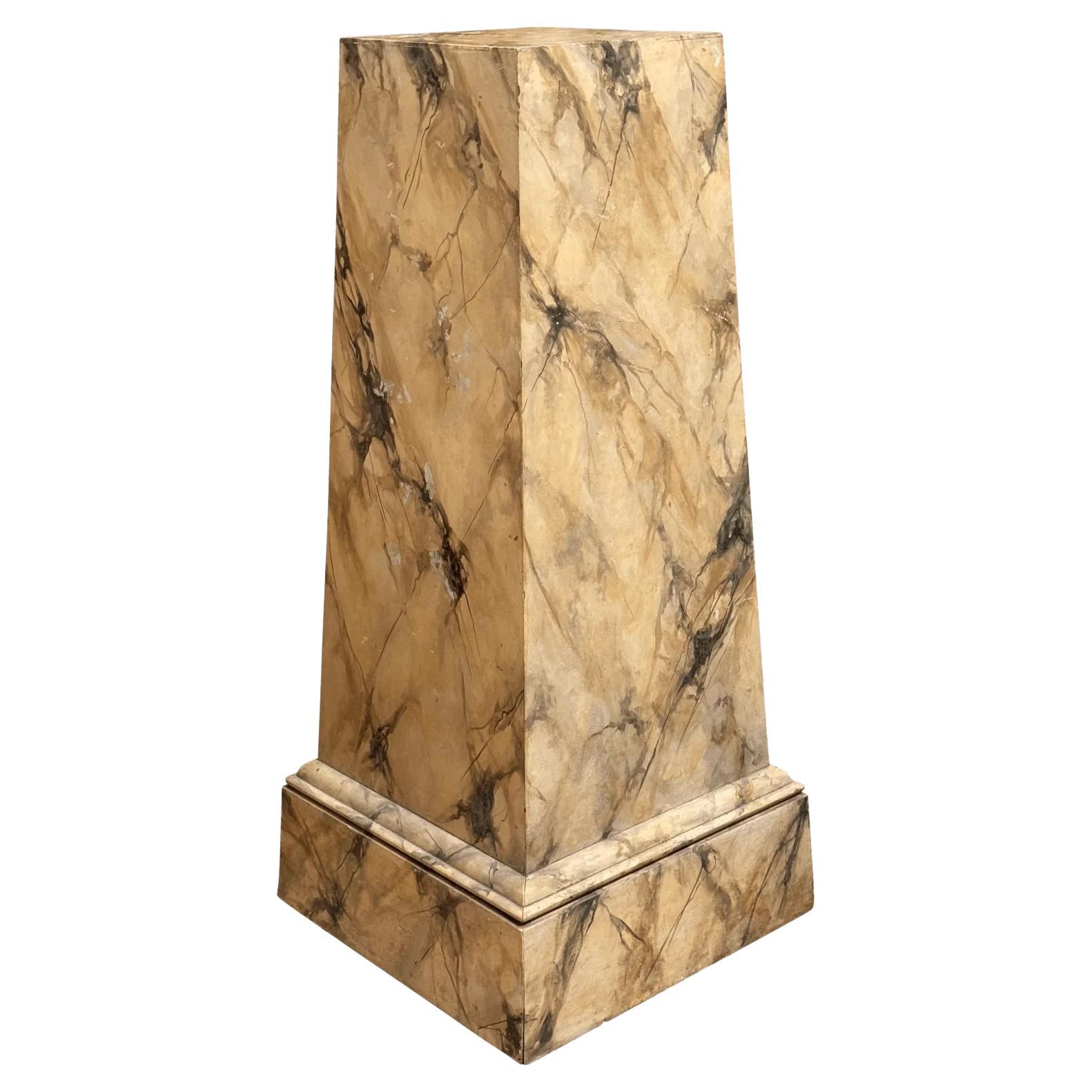 Faux-painted classical style pedestal, marbleized For Sale at 1stDibs